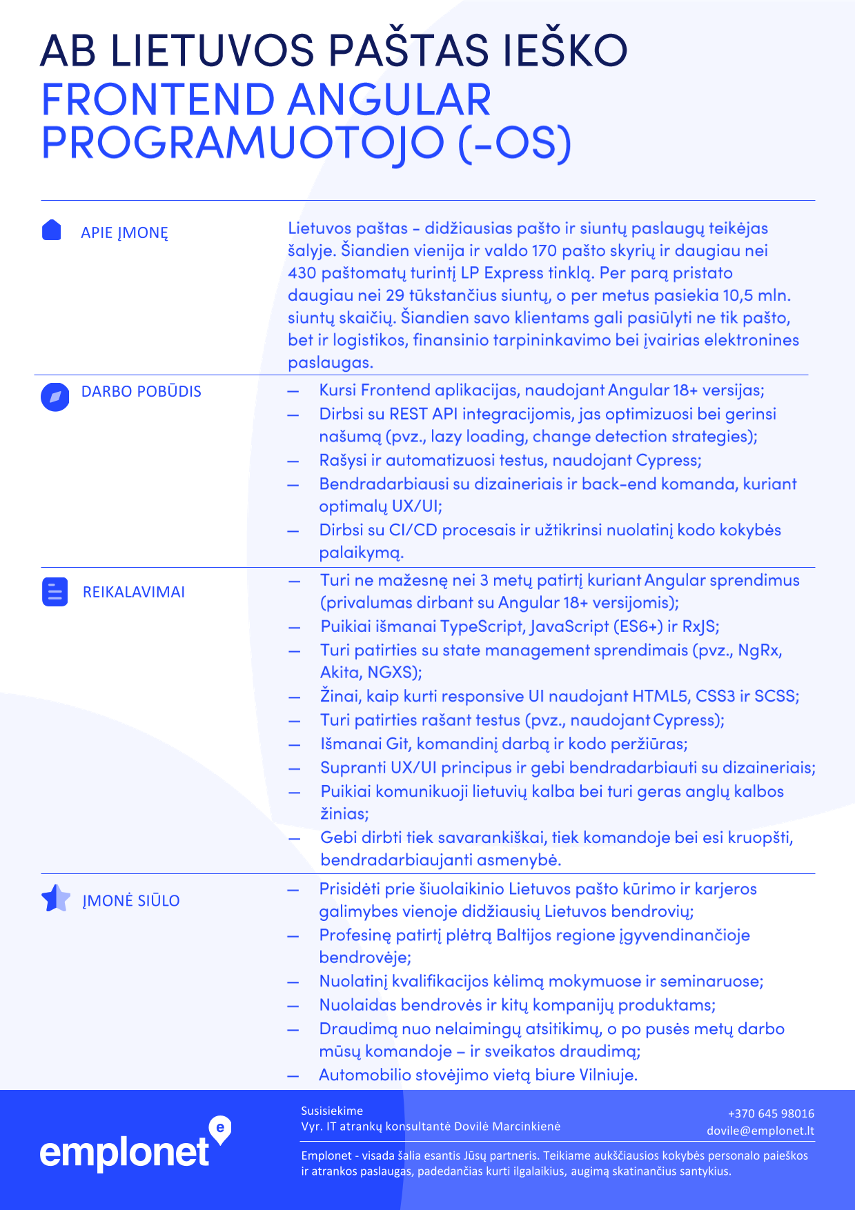 Frontend Angular programuotojas (-a), Emplonet, UAB | CV-Online